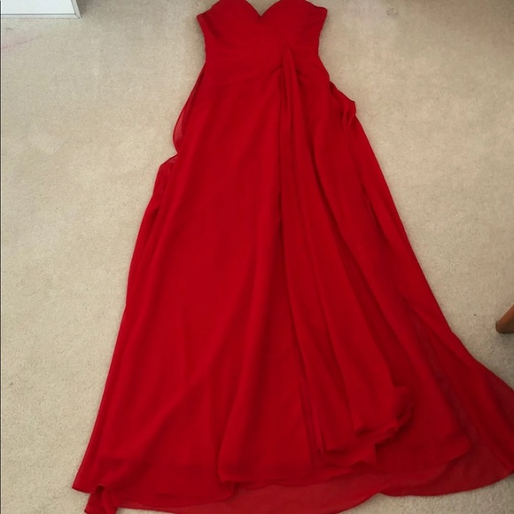 Dresses Strapless Red Flowy Prom Dress Poshmark